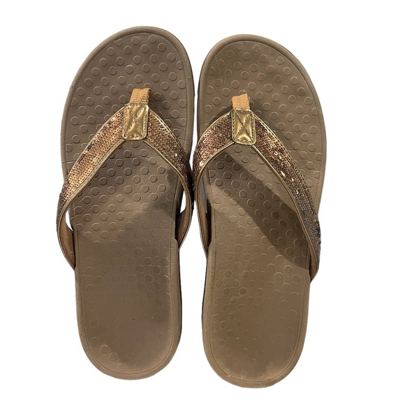 Vionic | Shoes | Vionictide Metallic Sequined Flip Flop Thong Sandals ...